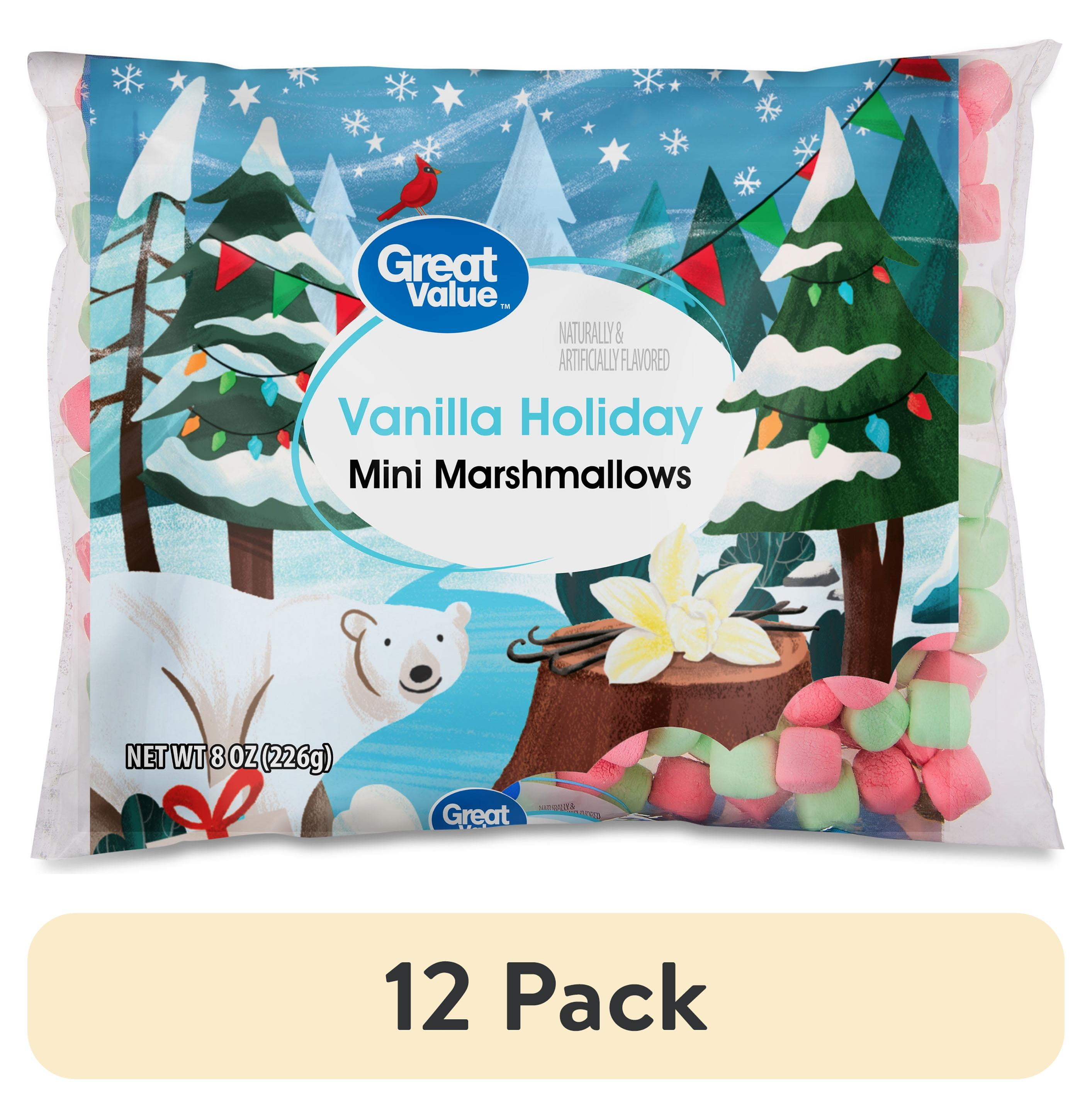 (12 pack) Great Value Red and Green Vanilla Holiday Marshmallows, 8 oz ...