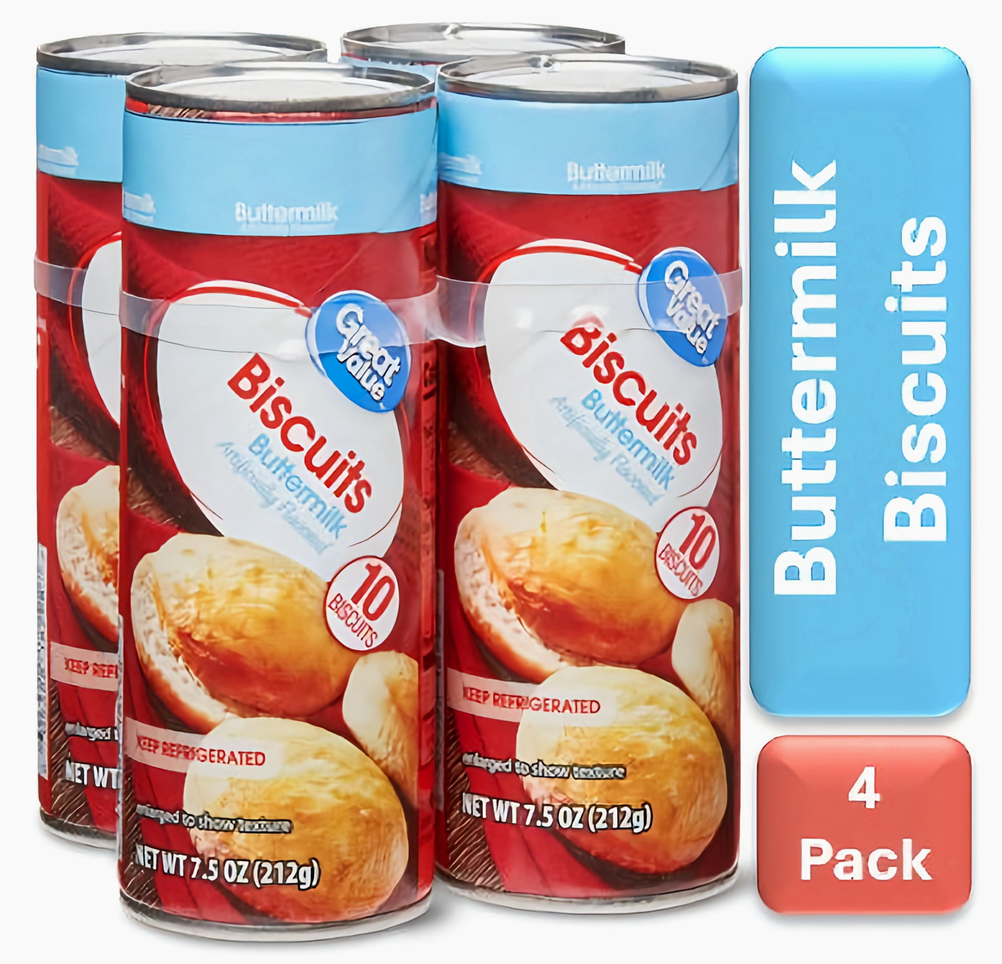 Great Value Regular Buttermilk Biscuits 10 Count 4 Pack Flaky Buttered ...