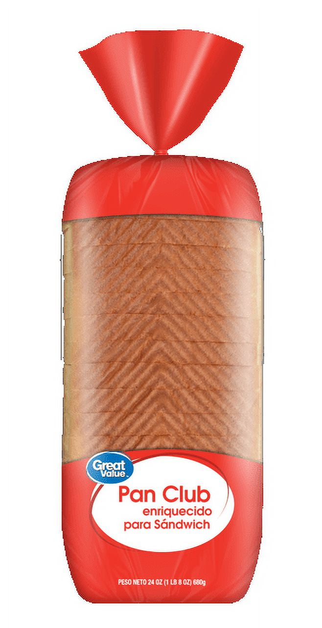 Great Value, Regular Club Sandwich Bread Loaf, Sliced, 24oz, Shelf ...