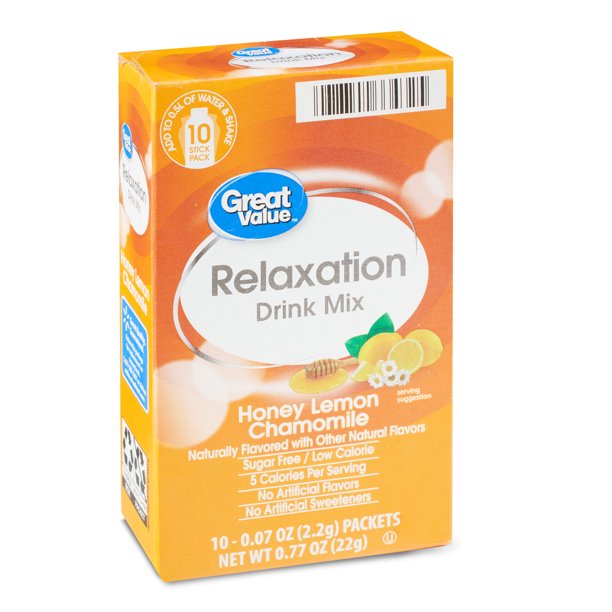 Great Value Relaxation Drink Mix, Honey Lemon Chamomile-Flavored, 0.07 ...