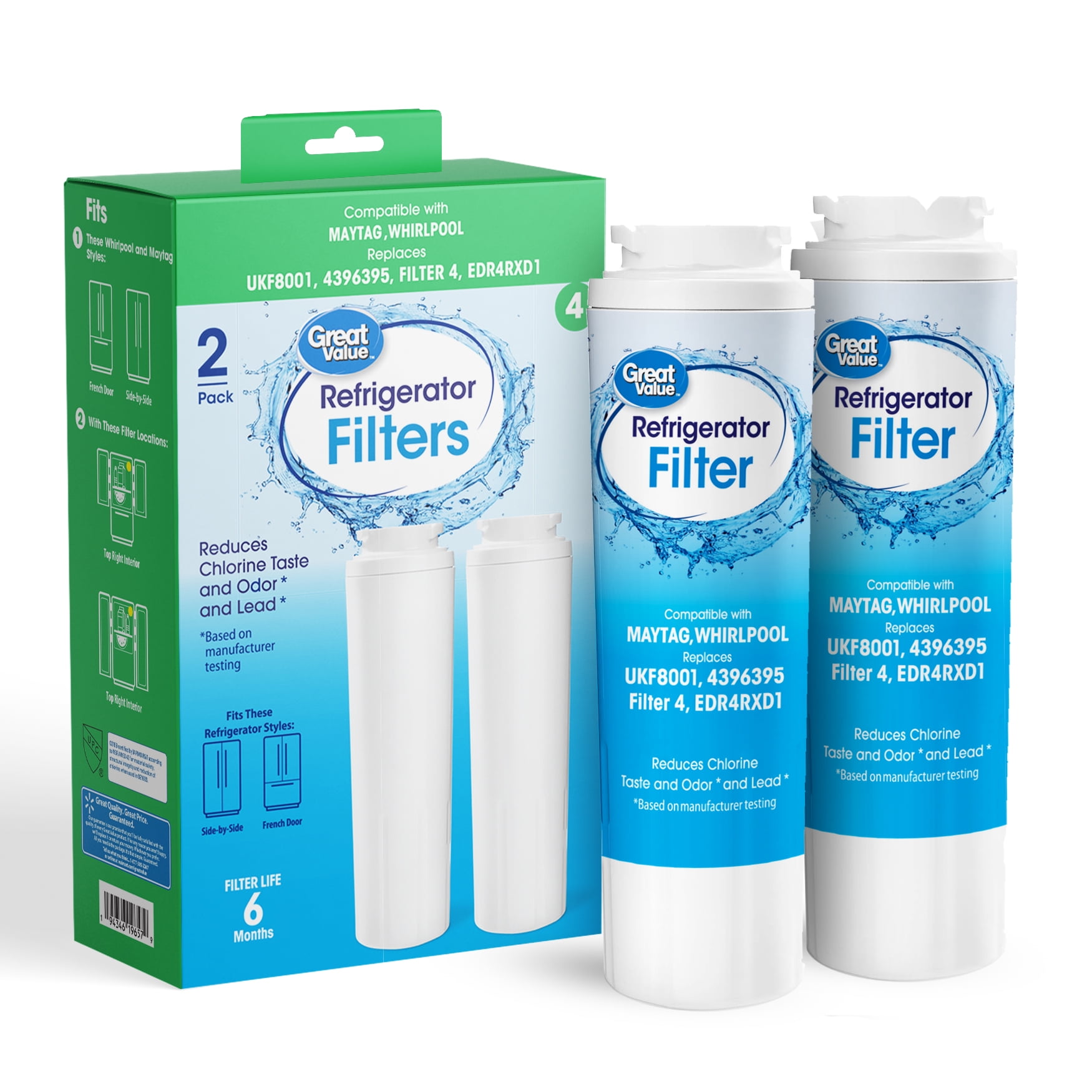 Great Value Replacement Refrigerator Water Filters for Whirlpool GF ...