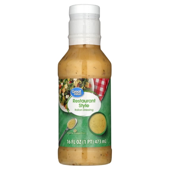 Great Value Italian Dressing 16 oz, Restaurant Style Salad and Marinade ...
