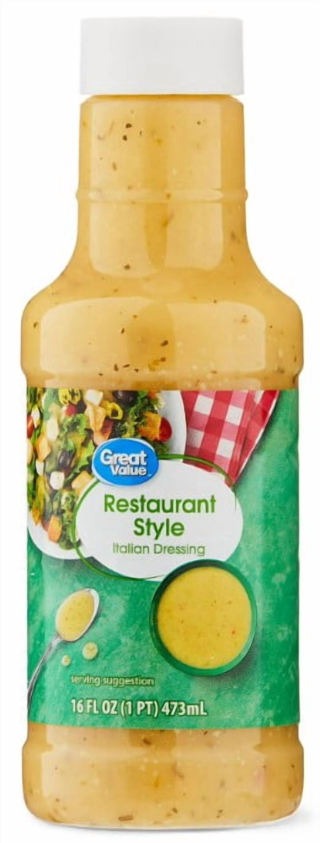 Great Value Italian Dressing 16 oz, Restaurant Style Salad and Marinade ...