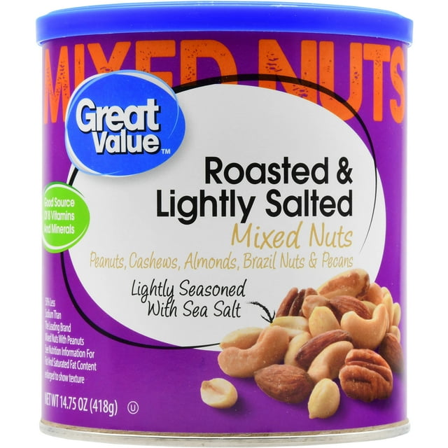 Great Value Roasted & Lightly Salted Mixed Nuts, 14.75 oz - Walmart ...