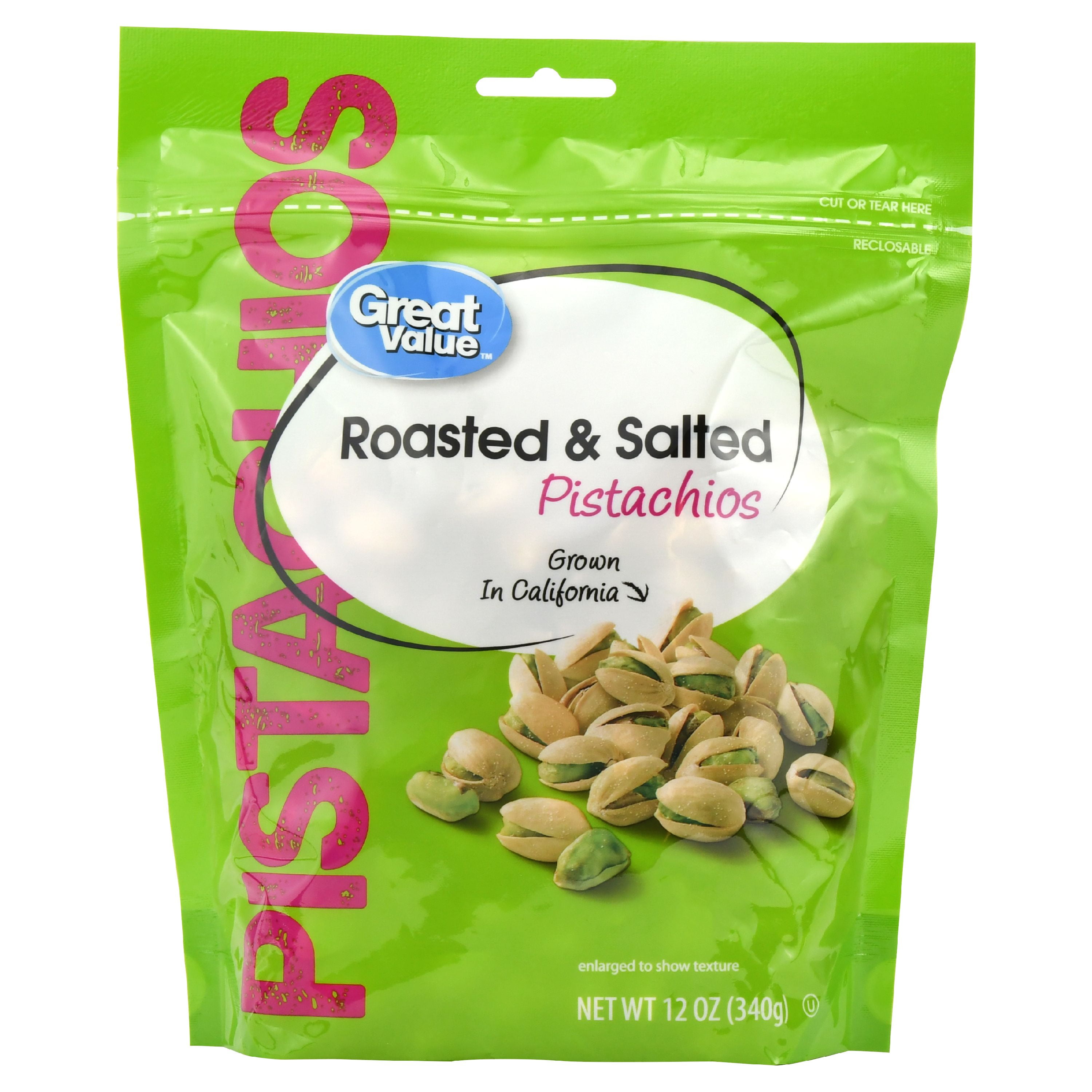 Great Value Roasted & Salted California Grown Pistachios, 12 Oz ...