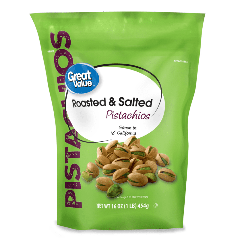 Great Value Roasted Salted Pistachios 16 oz Resealable Bag California ...