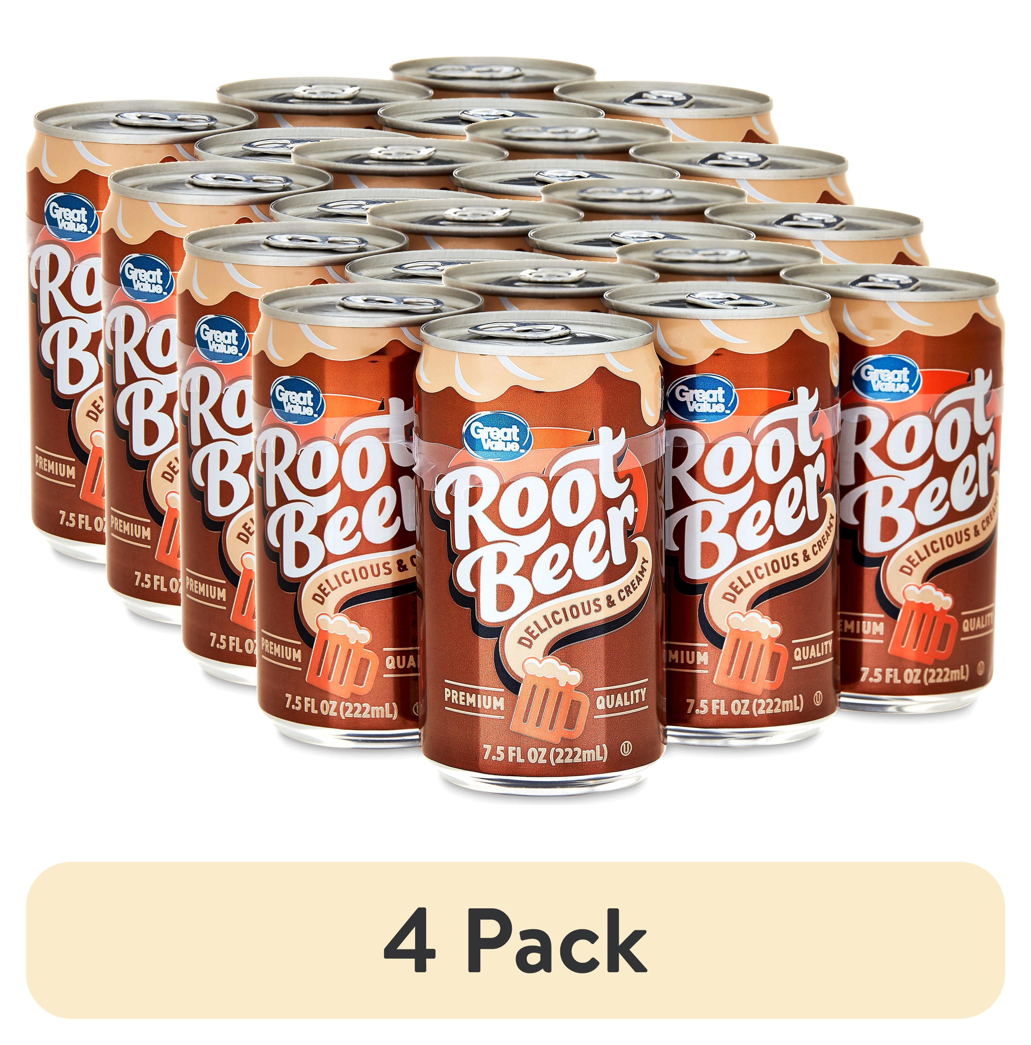 (4 pack) Great Value Root Beer Soda Pop, 7.5 fl oz, 6 Pack Cans ...