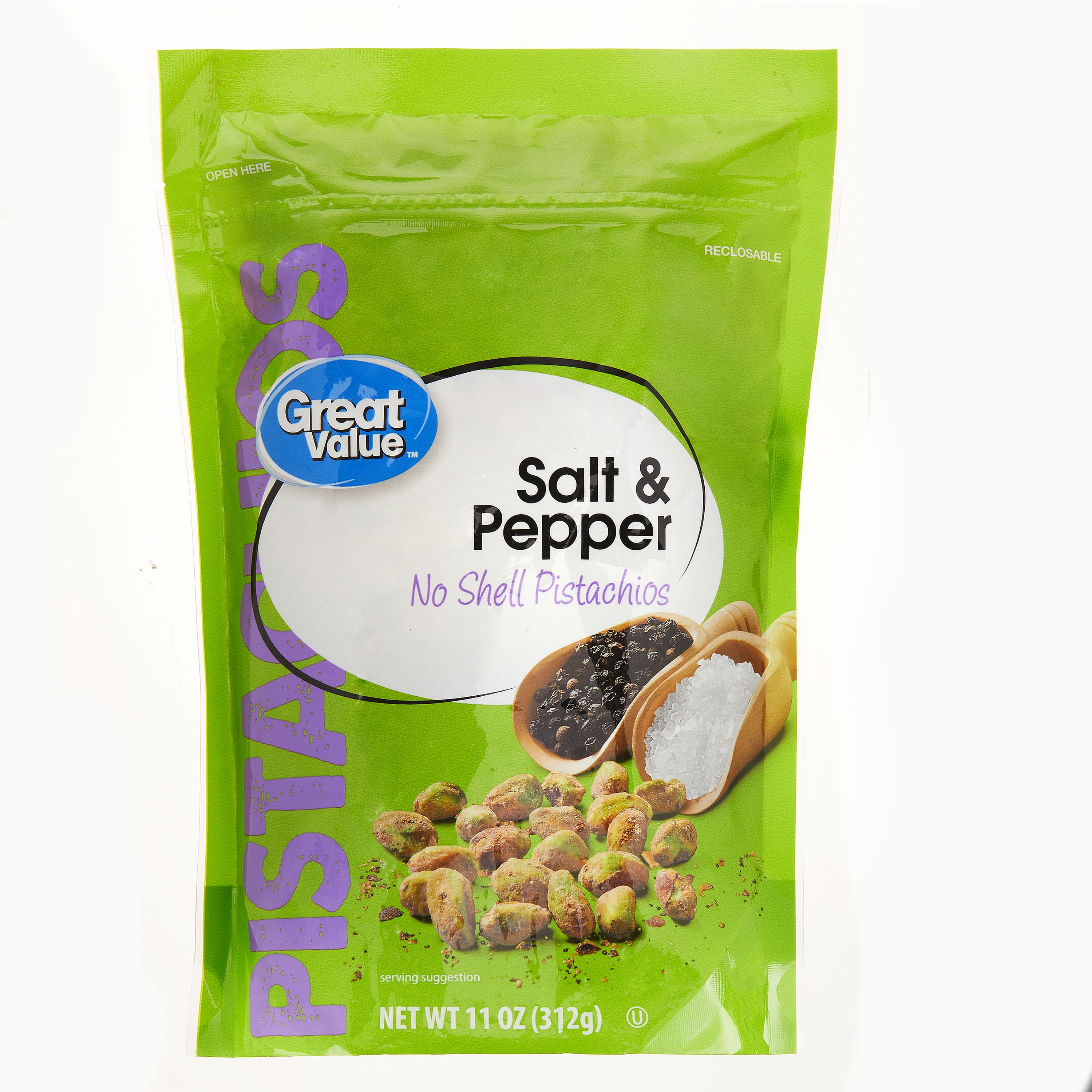 Great Value Salt & Pepper Shelled Pistachios 11 oz, protein-rich ...