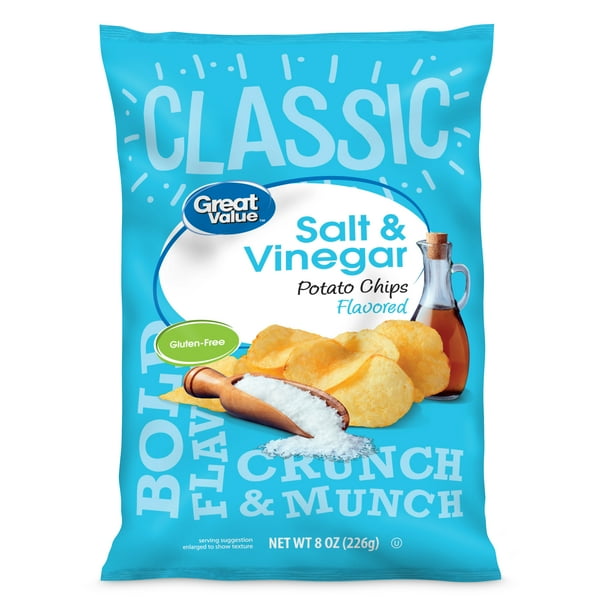 Great Value Salt & Vinegar Flavor Potato Chips, 8 oz - Walmart Business ...