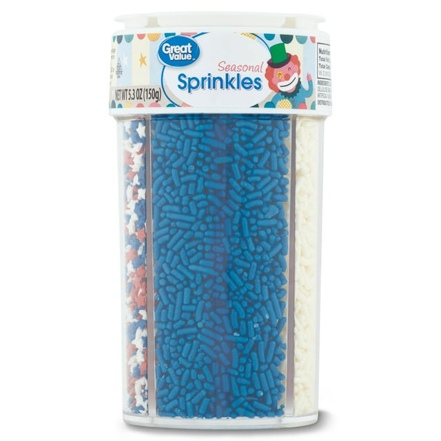 Great Value Seasonal Red, White & Blue Sprinkles, Patriot, 5.3 oz ...