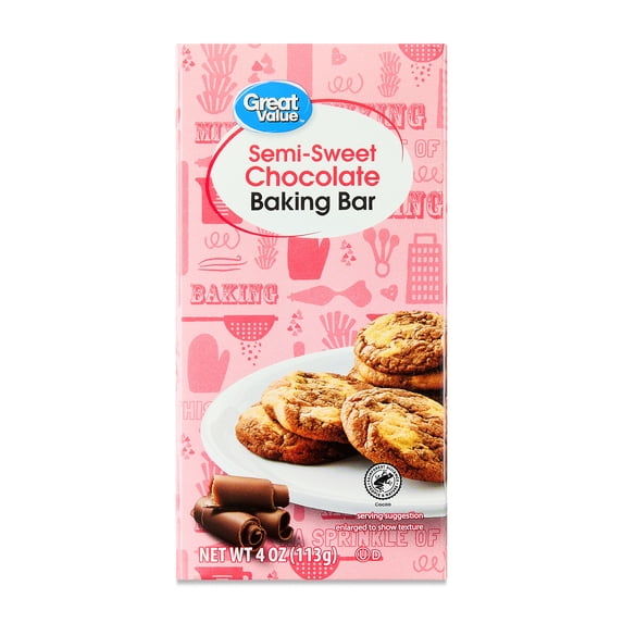 Great Value Semi-Sweet Chocolate Baking Bar 4 oz for Baking - Walmart.com