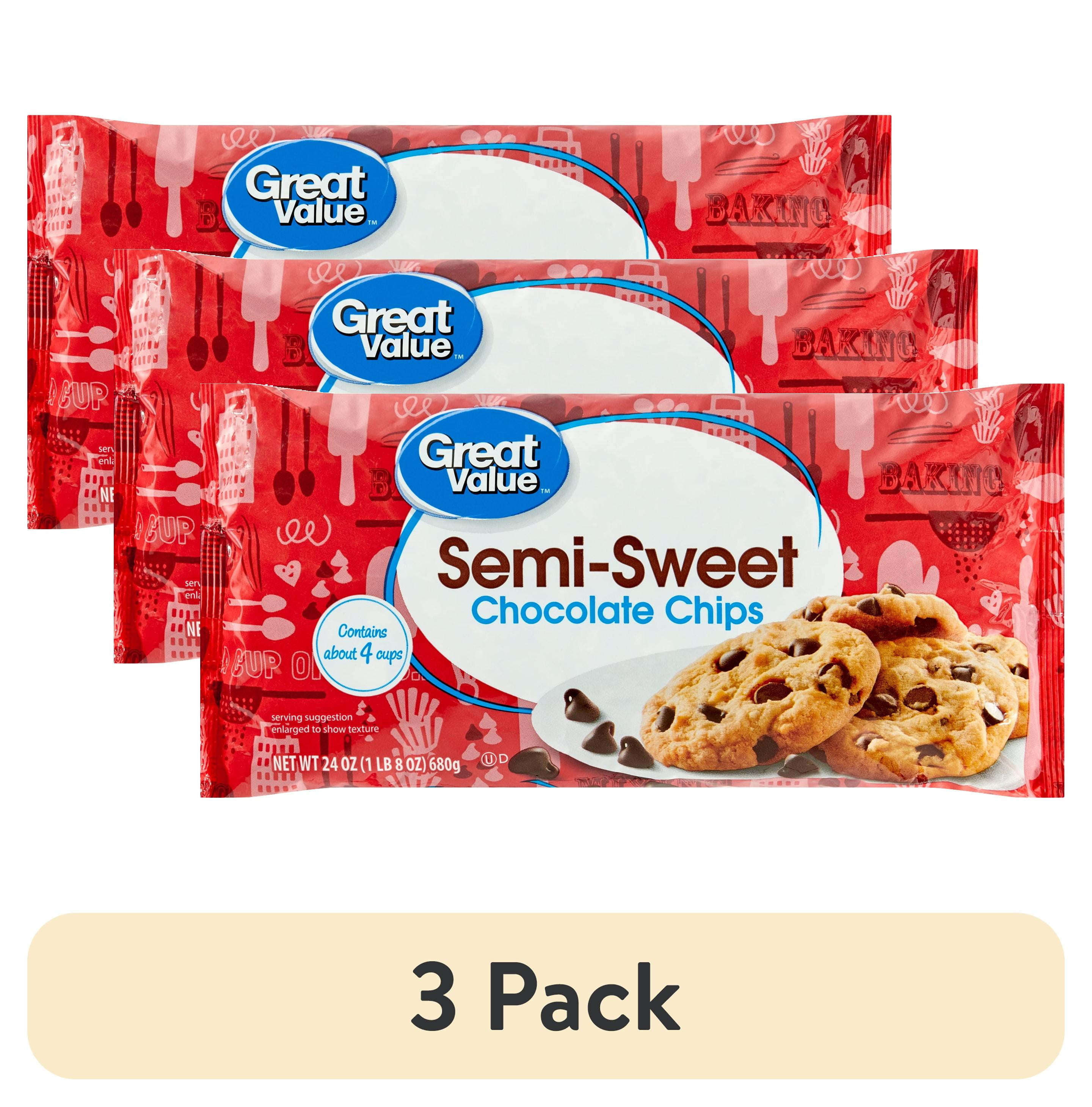 (3 pack) Great Value Semi-Sweet Chocolate Chips, 24 oz Bag - Walmart.com