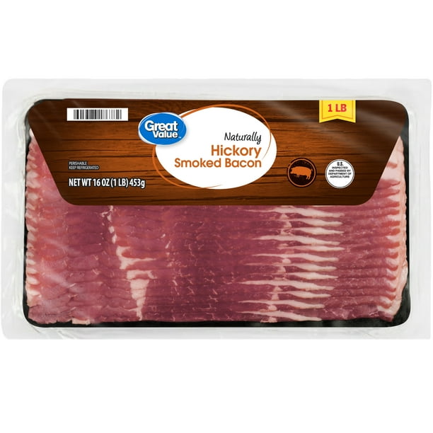 Great Value Sliced Hickory Smoked Original Bacon, 16 oz - Walmart ...
