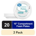 (2 pack) Great Value Soak-Proof Disposable Foam Compartment Plates, 10 ...