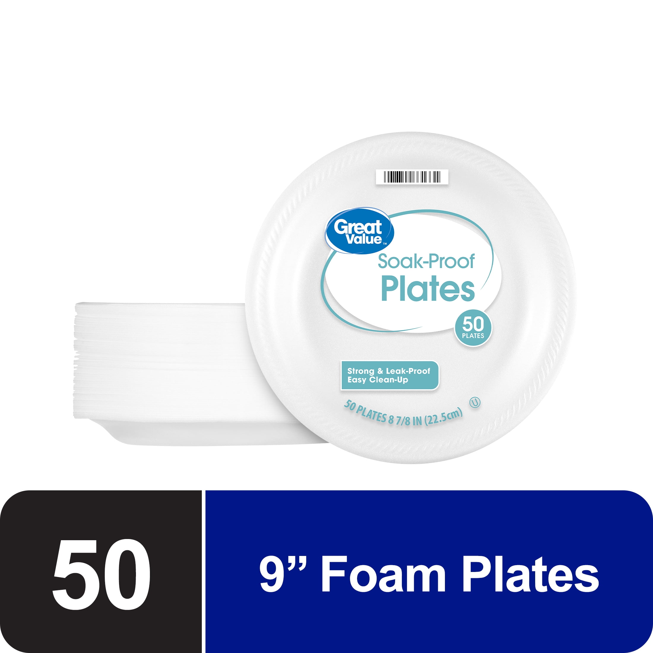 Brandclub - Great Value Soak-Proof Disposable Round Foam Plates, 9 in ...