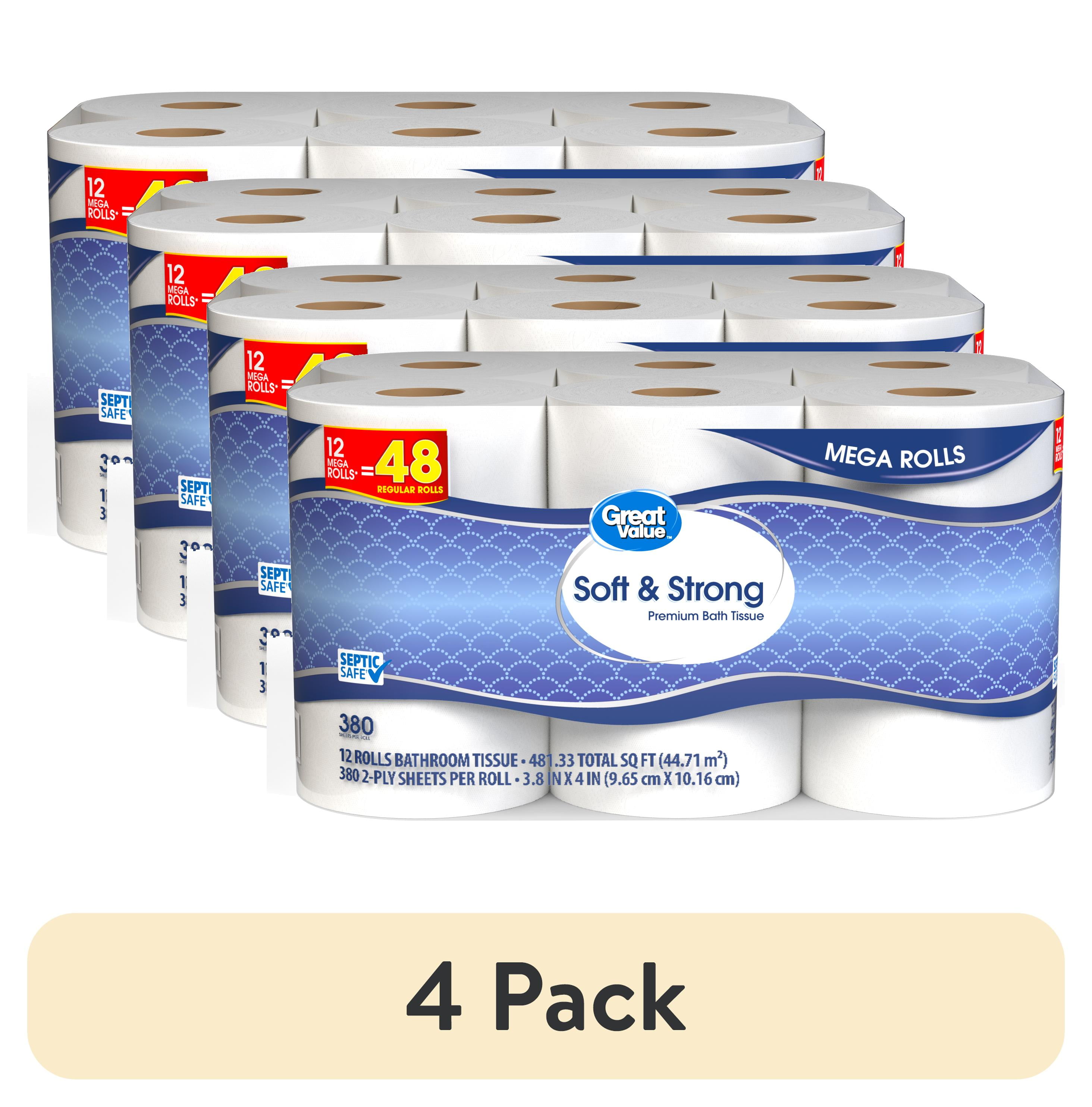 (4 pack) Great Value Soft & Strong Premium Toilet Paper, 12 Mega Rolls - Walmart.com
