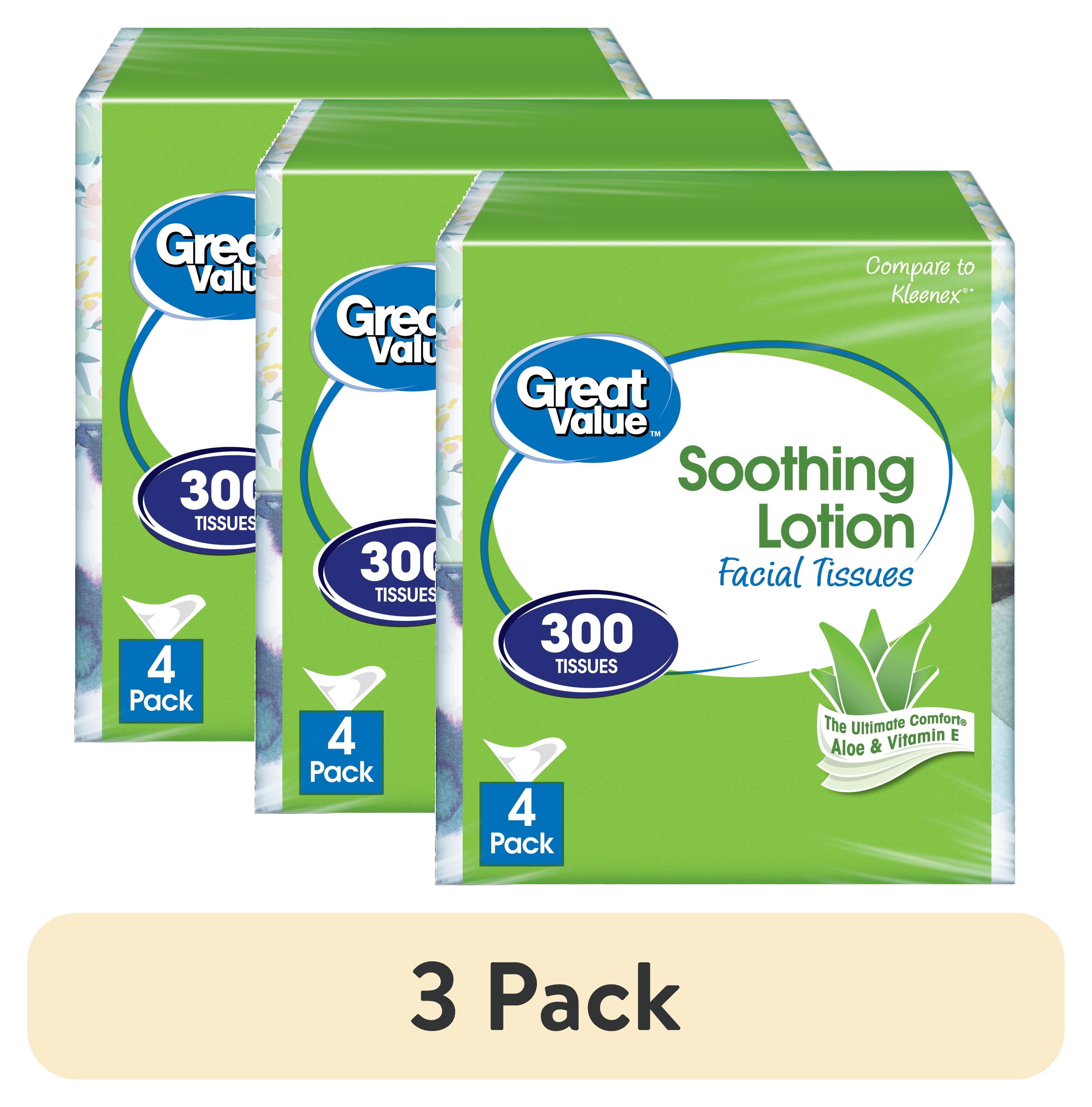 (3 pack) Great Value Soothing Lotion Facial Tissues, 4 Cube Cartons, 75 ...