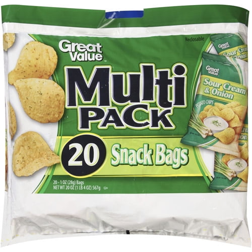 Great Value Sour Cream & Onion Potato Chips, Multi Pack - Walmart.com