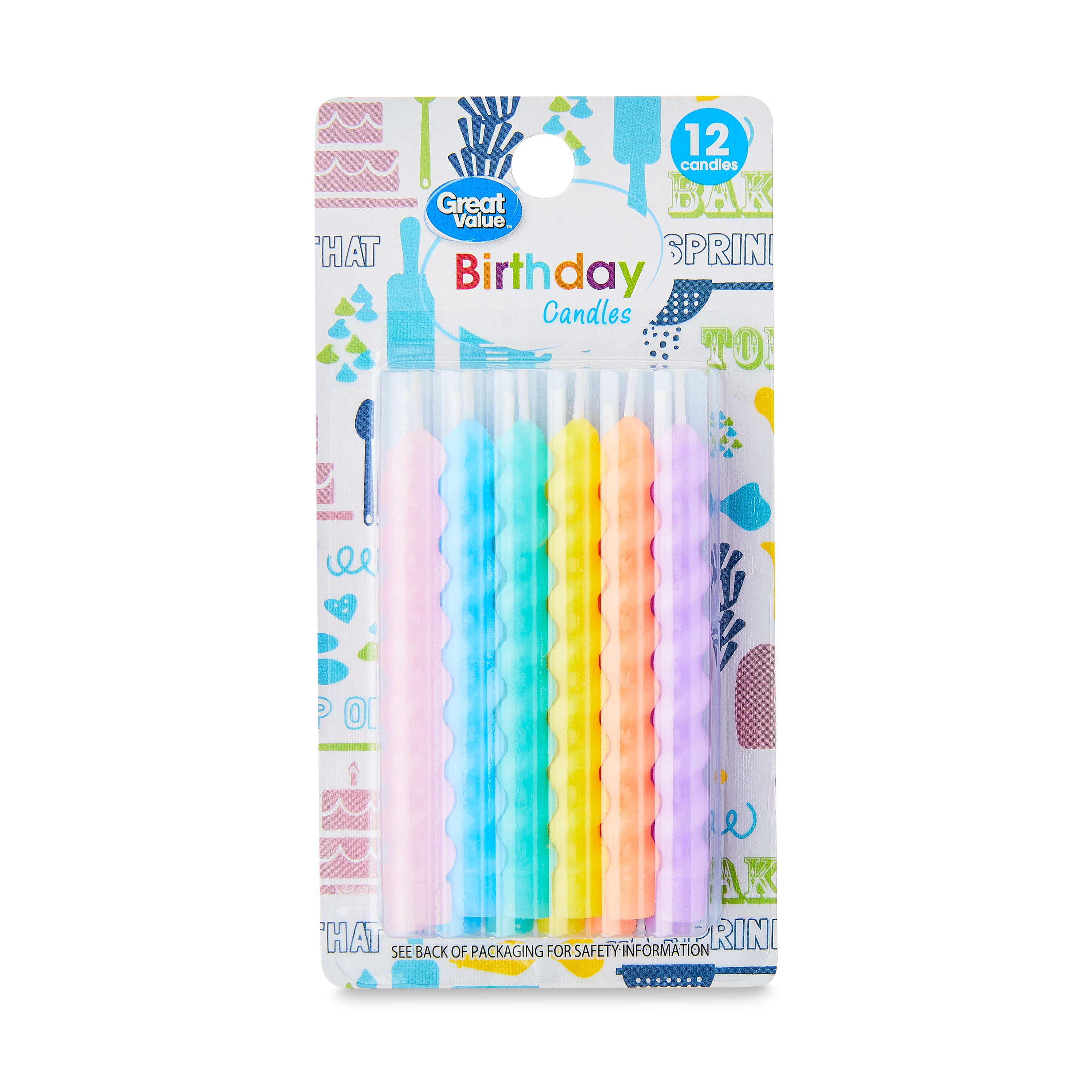 Great Value Pastel Spiral Birthday Candles 12 Count for Cakes and ...