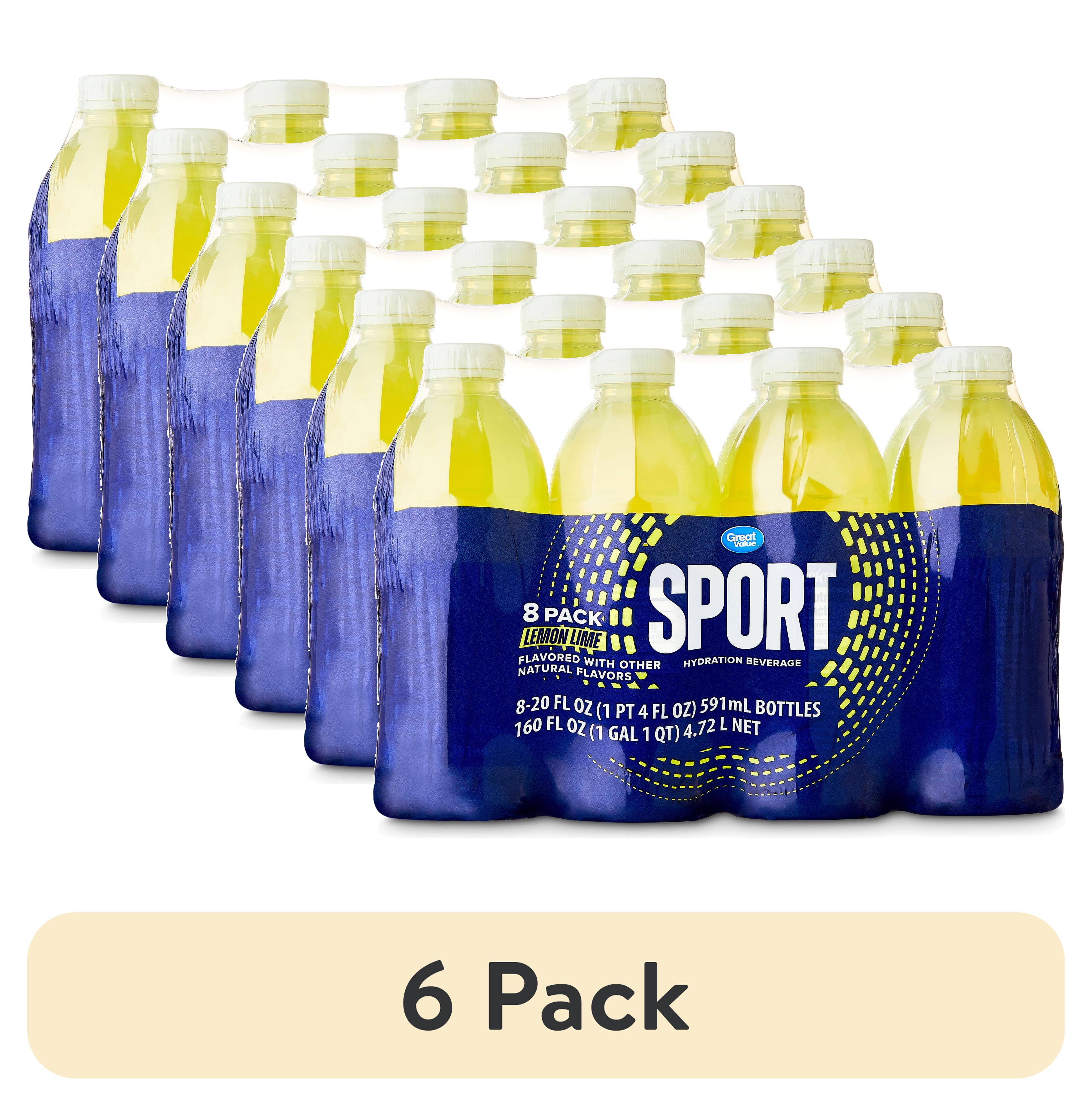 (6 pack) Great Value Sport Hydration Drink, Lemon Lime, 20 fl oz, 8 ...