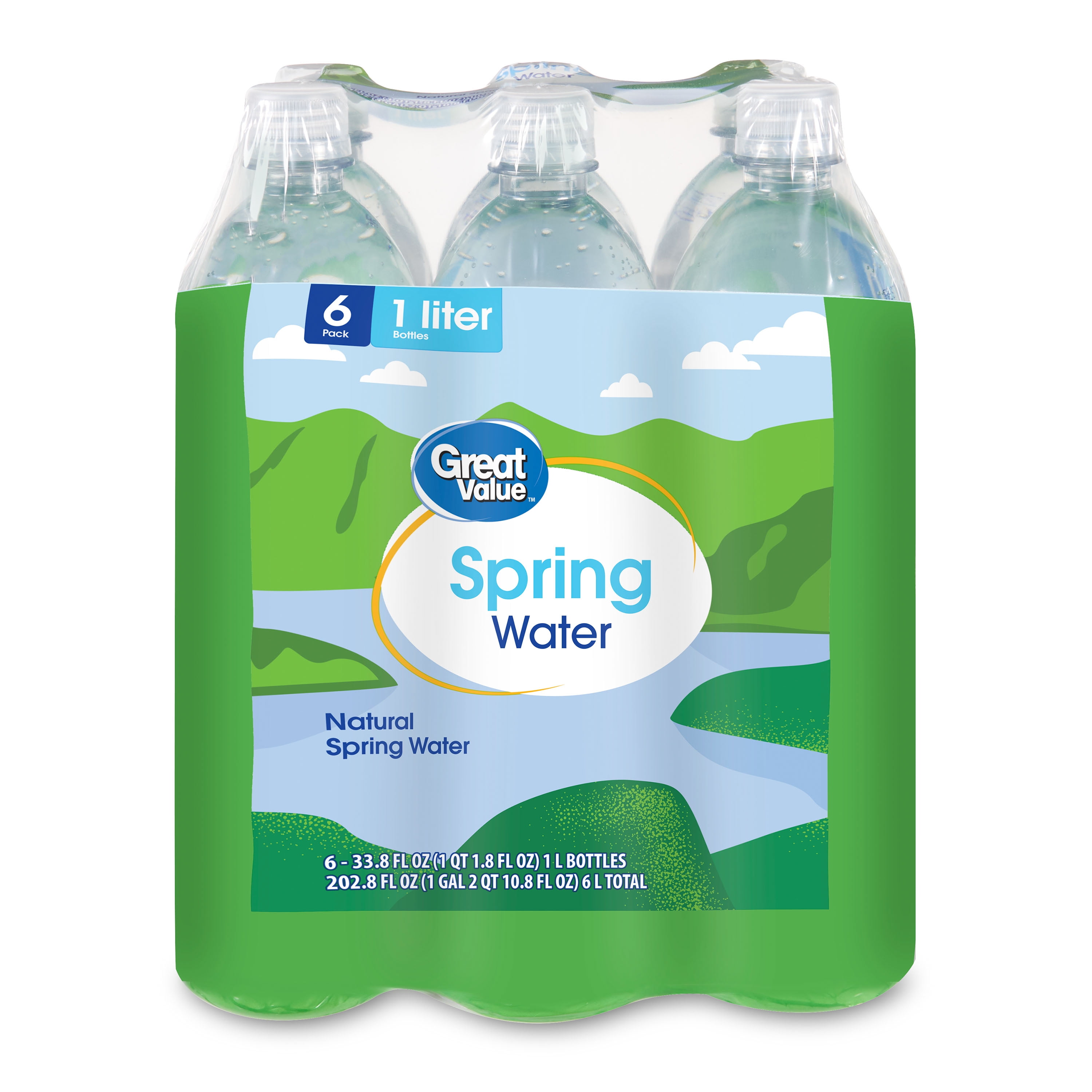 Great Value Spring Water, 33.8 fl oz, 6 Count - Walmart.com