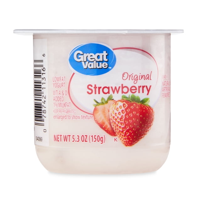 Great Value Original Strawberry Lowfat Yogurt, 6oz - Walmart.com