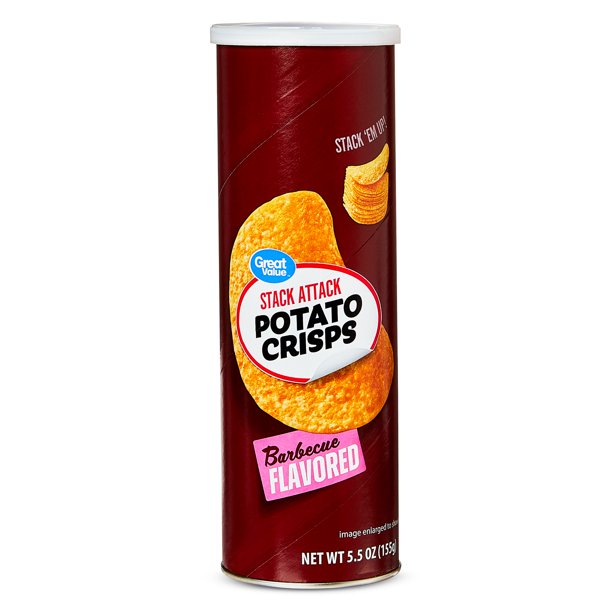 Great Value Stack Attack Barbecue Flavored Potato Crisps, 5.5 oz ...