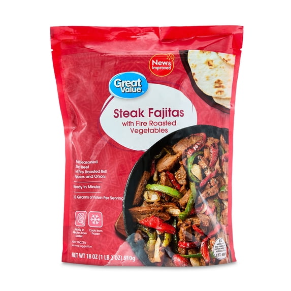 Great Value Steak Fajitas with Fire Roasted Vegetables 18 oz Frozen ...