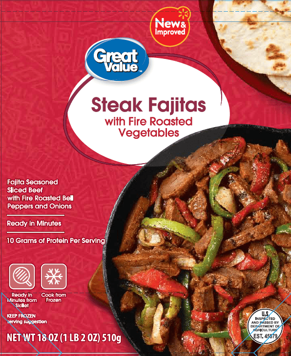 Great Value Steak Fajitas with Fire Roasted Vegetables, 18 oz (Food ...
