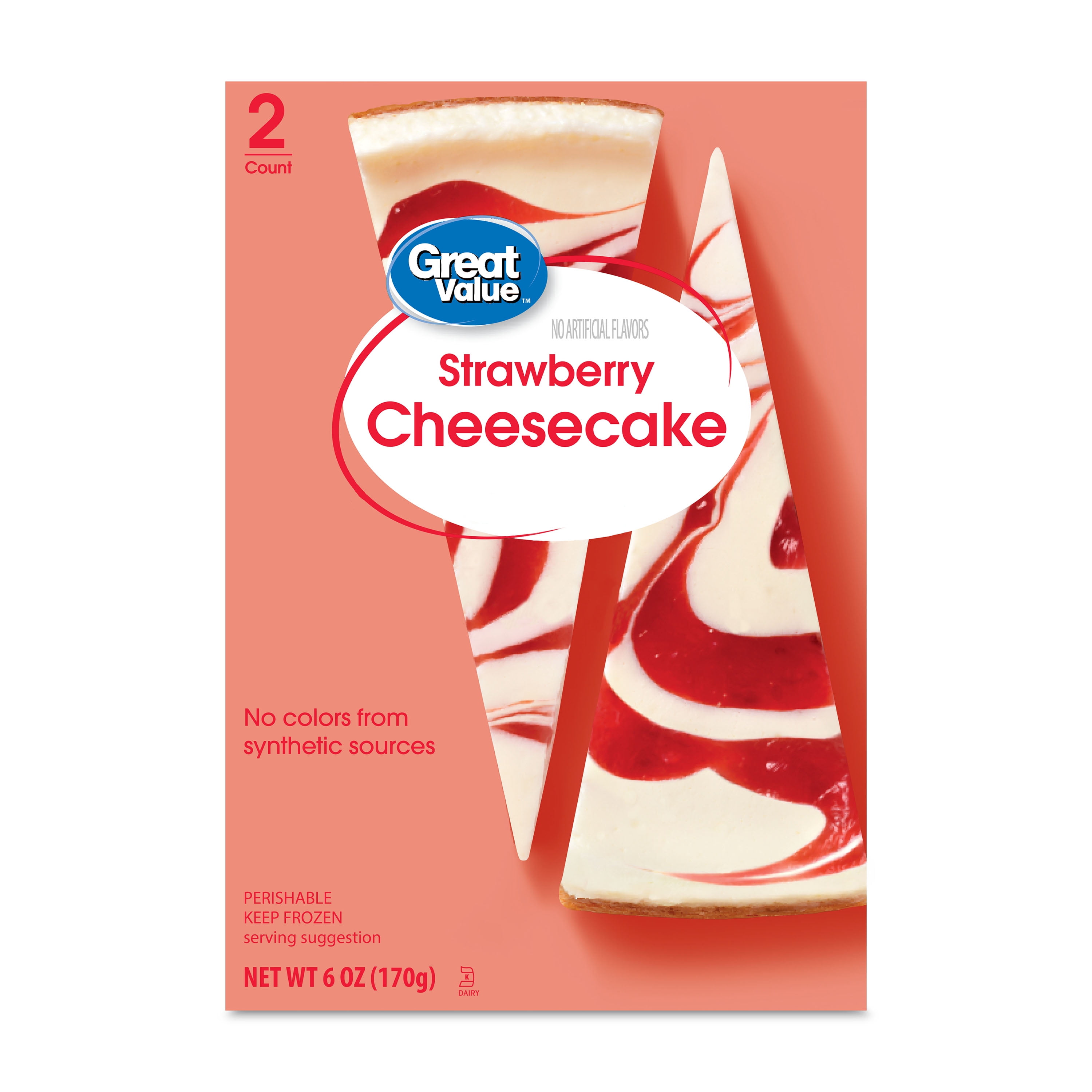 Great Value Strawberry Cheesecake 6 oz, Frozen New York Style with ...