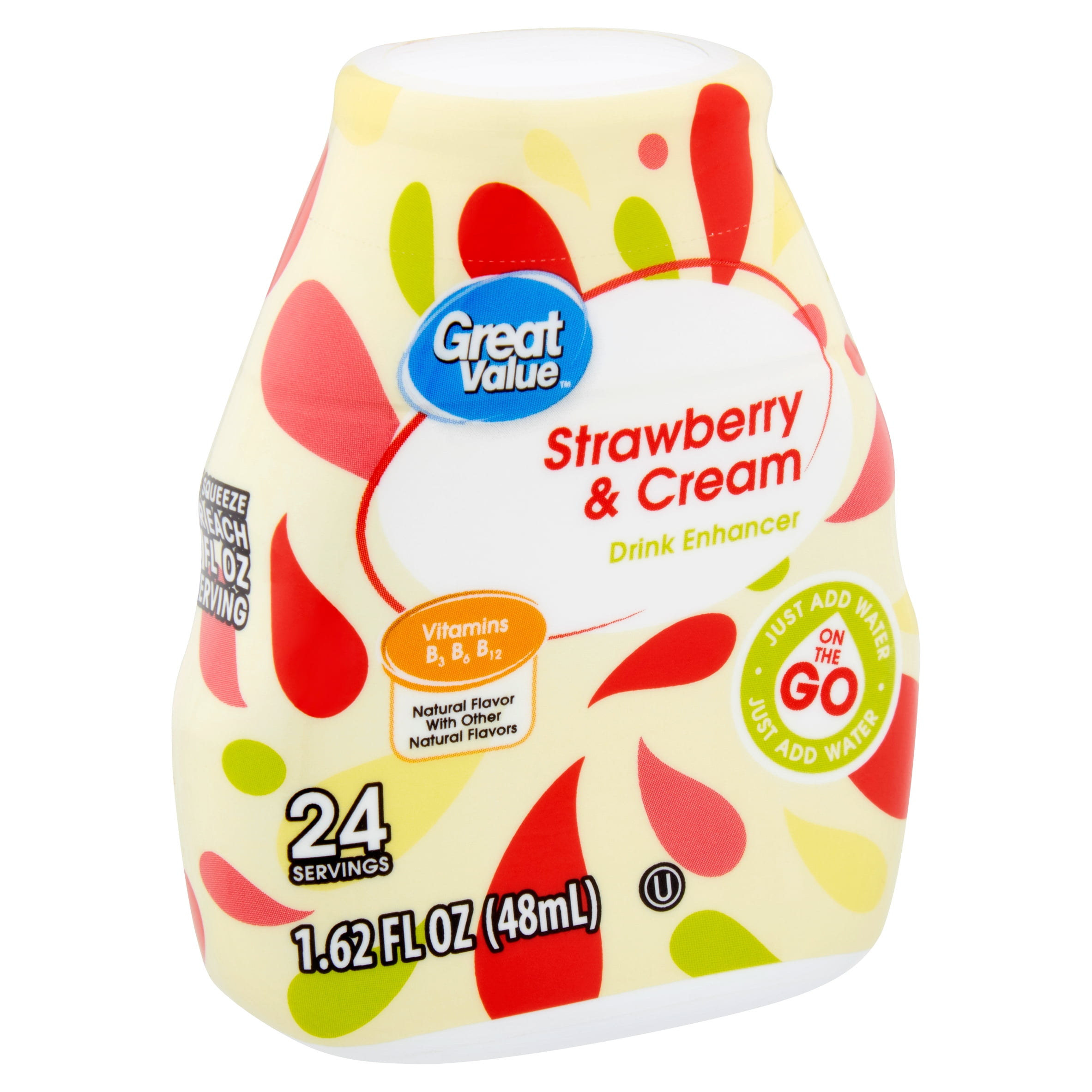 Great Value Strawberry & Cream Drink Enhancer Liquid, 1.62 fl oz ...
