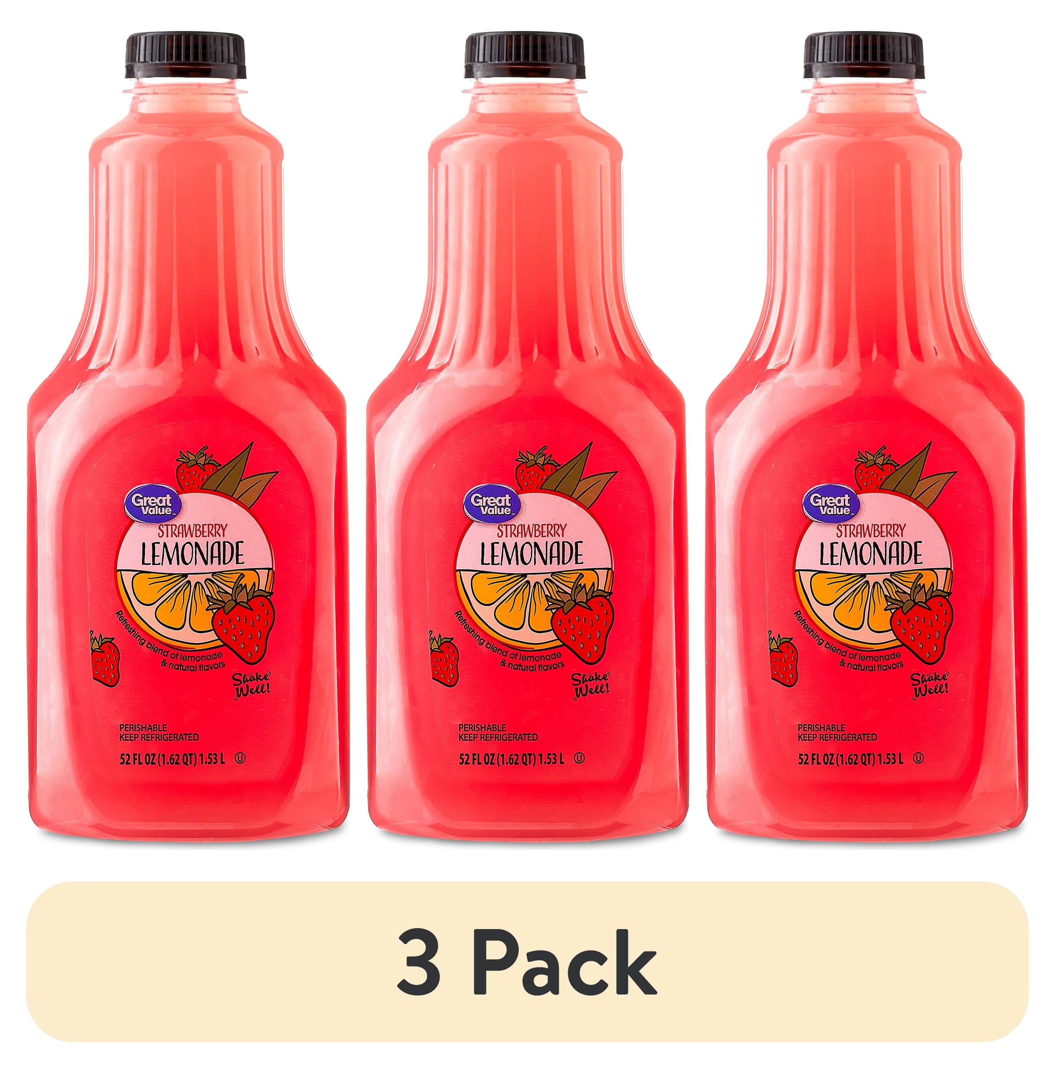 (3 pack) Great Value Strawberry Lemonade, 52 fl oz - Walmart.com