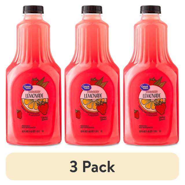 (3 pack) Great Value Strawberry Lemonade, 52 fl oz - Walmart.com