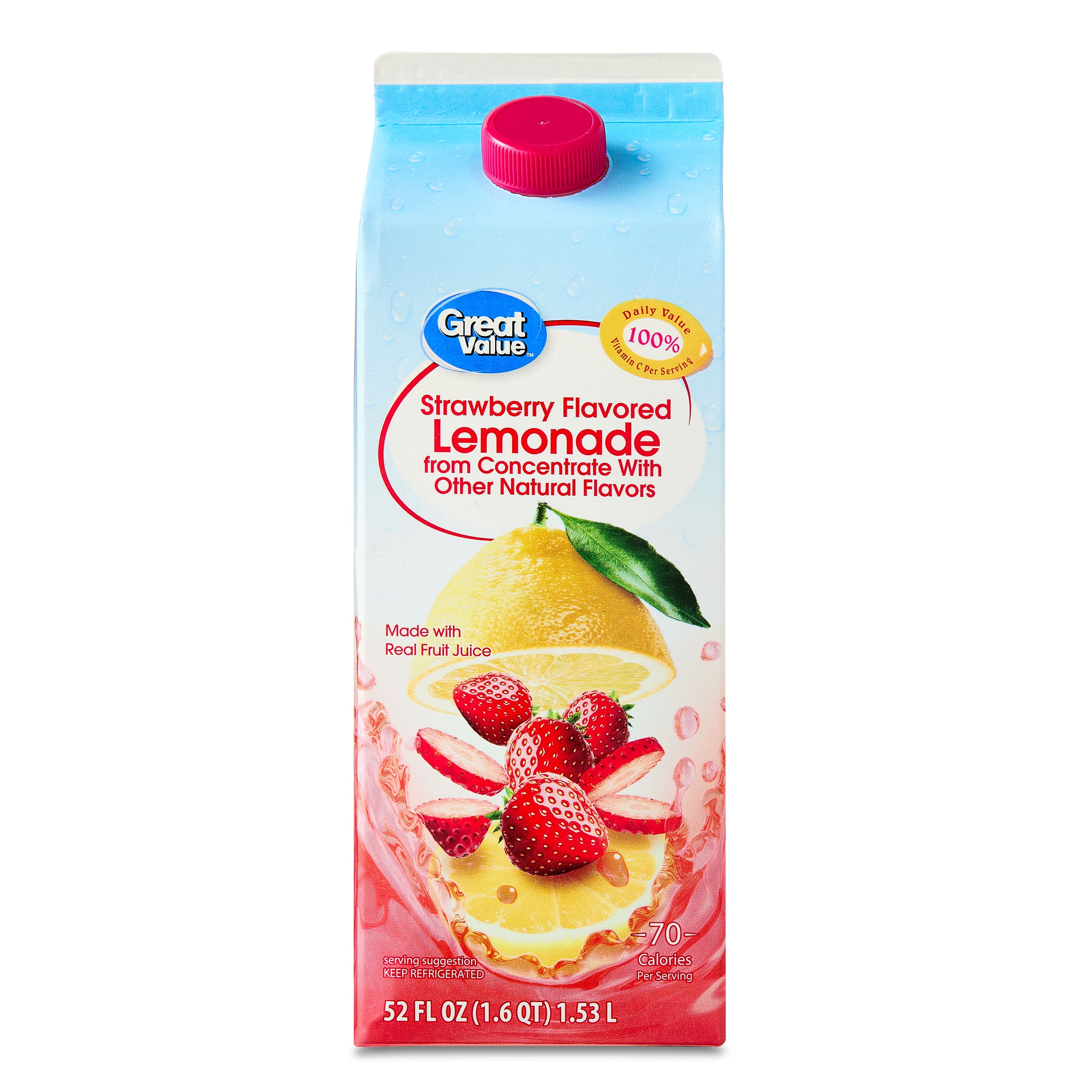 Great Value Strawberry Flavored Lemonade, 52 fl oz - Walmart.com