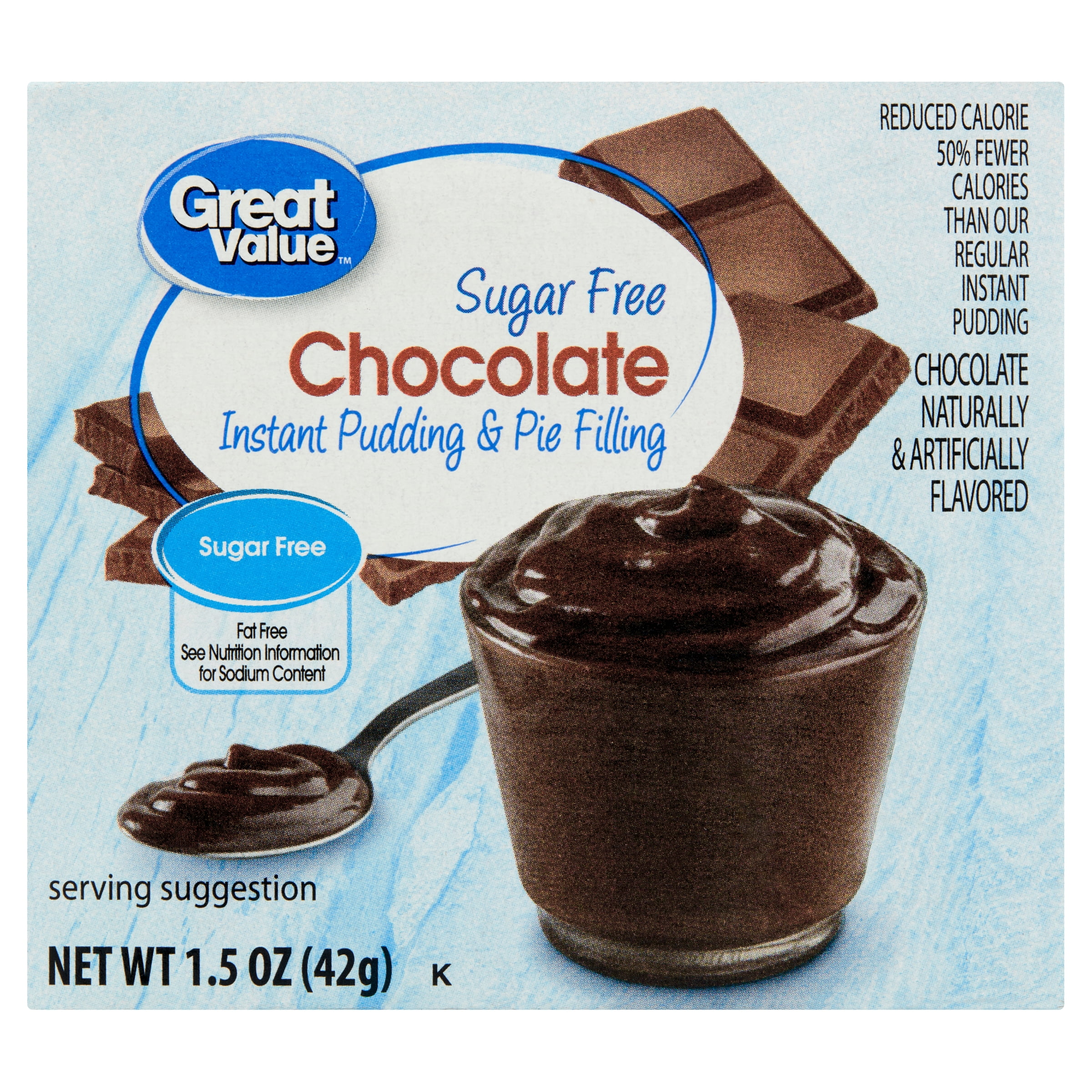 (6 pack) Great Value Brand Sugar Free Chocolate Instant Pudding & Pie ...
