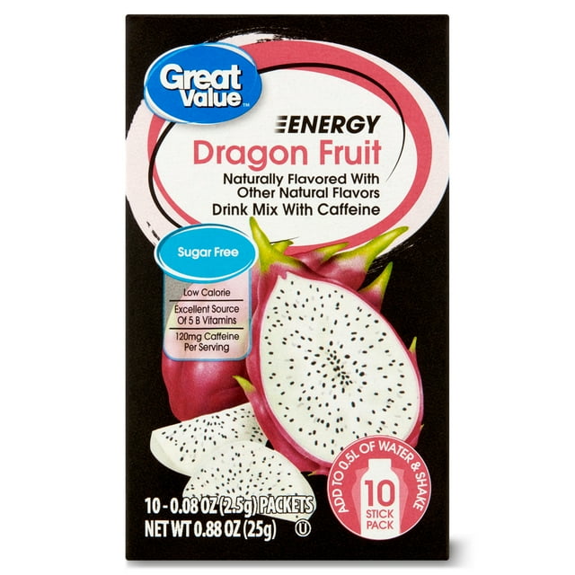Great Value Sugar-Free Dragon Fruit Energy Drink Mix, 0.08 oz, 10 Ct ...