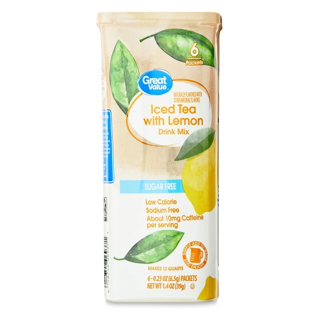 Great Value Sugar-Free Iced Tea with Lemon Powdered Drink Mix, 0.23 oz ...