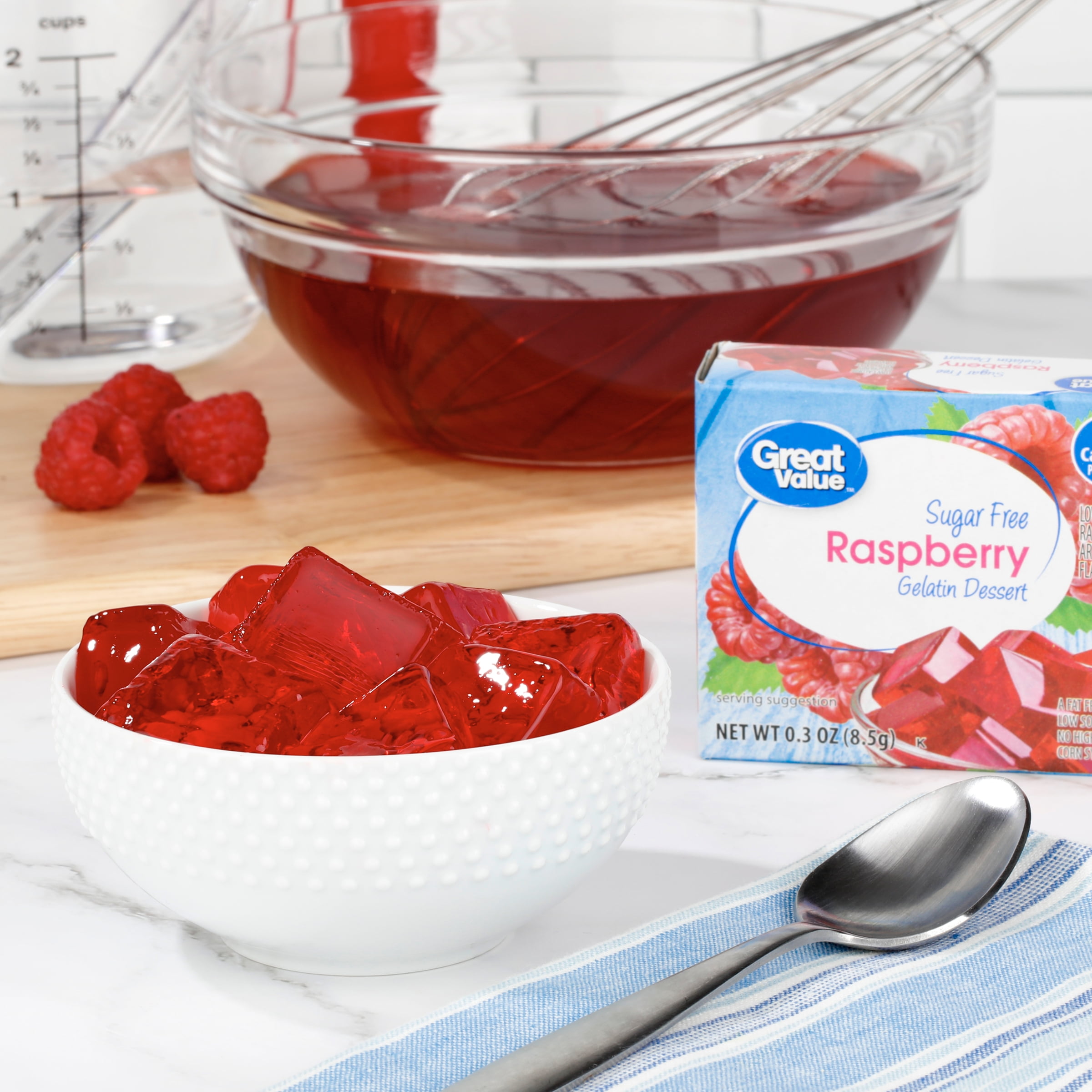 Great Value Sugar Free Raspberry Gelatin Dessert, 0.3 oz carton ...