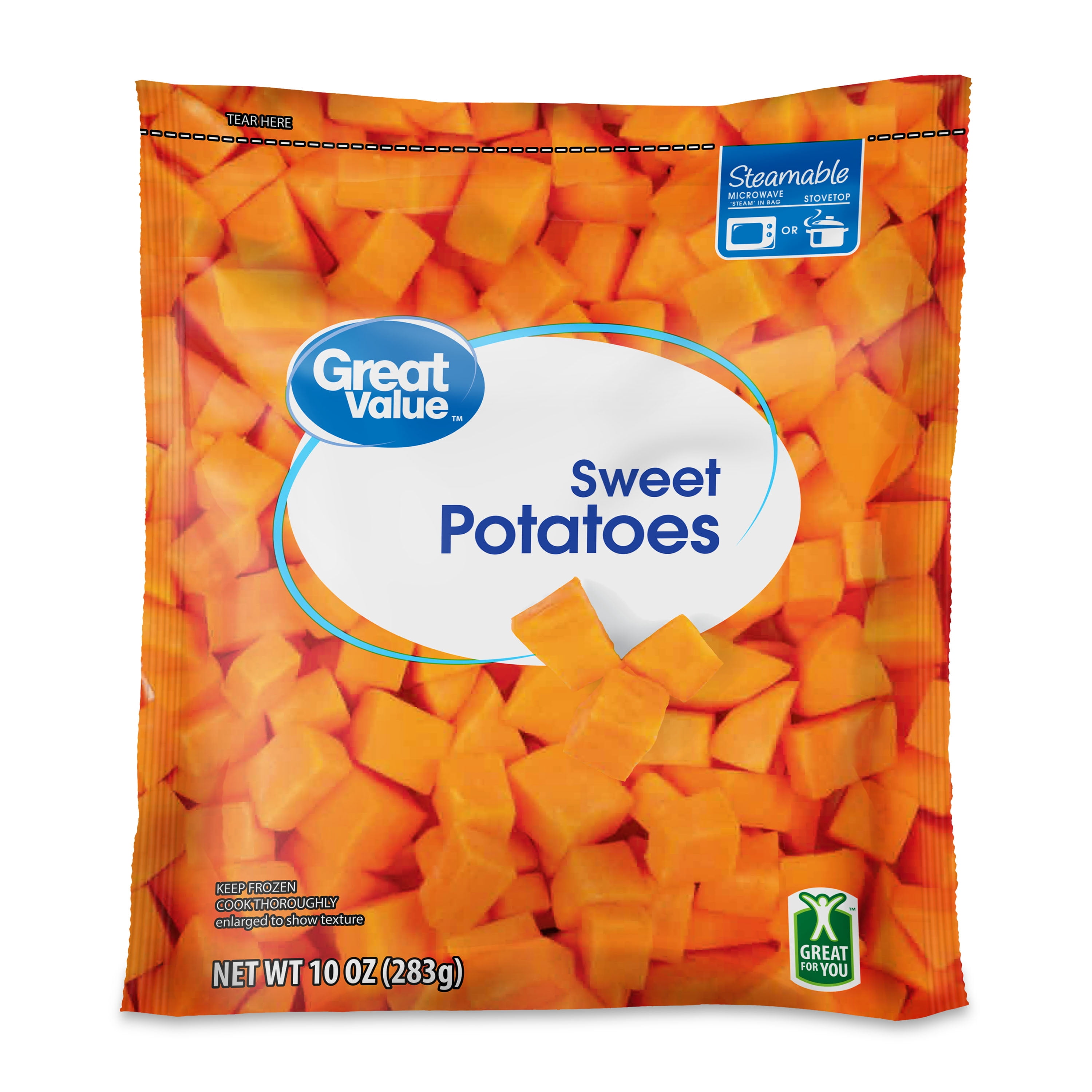 Great Value Frozen Sweet Potatoes, 10 oz Diced Nutritious Side Dish ...