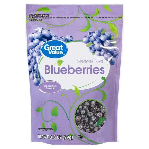 Great Value Sweetened Dried Blueberries, 3.5 oz - Walmart Business Supplies