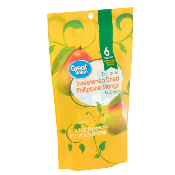 Great Value Sweetened, Dried Philippine Mango, 0.7 oz, 6 Count ...