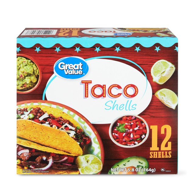Great Value Taco Shells, 12 Count, 5.8 oz for Breakroom Kitchen ...