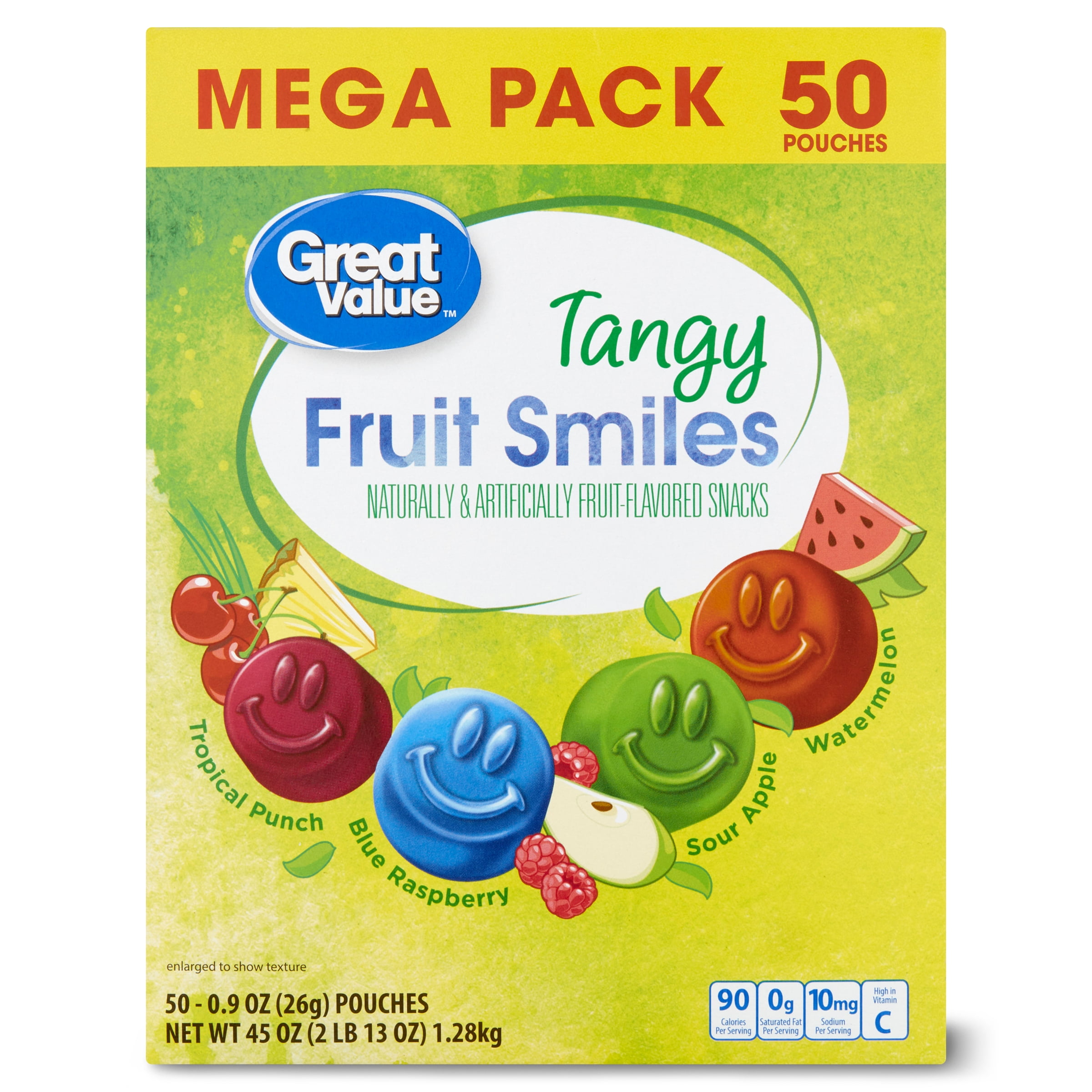 Great Value Tangy Fruit Smiles, 0.9 oz, 50 Count - Walmart.com