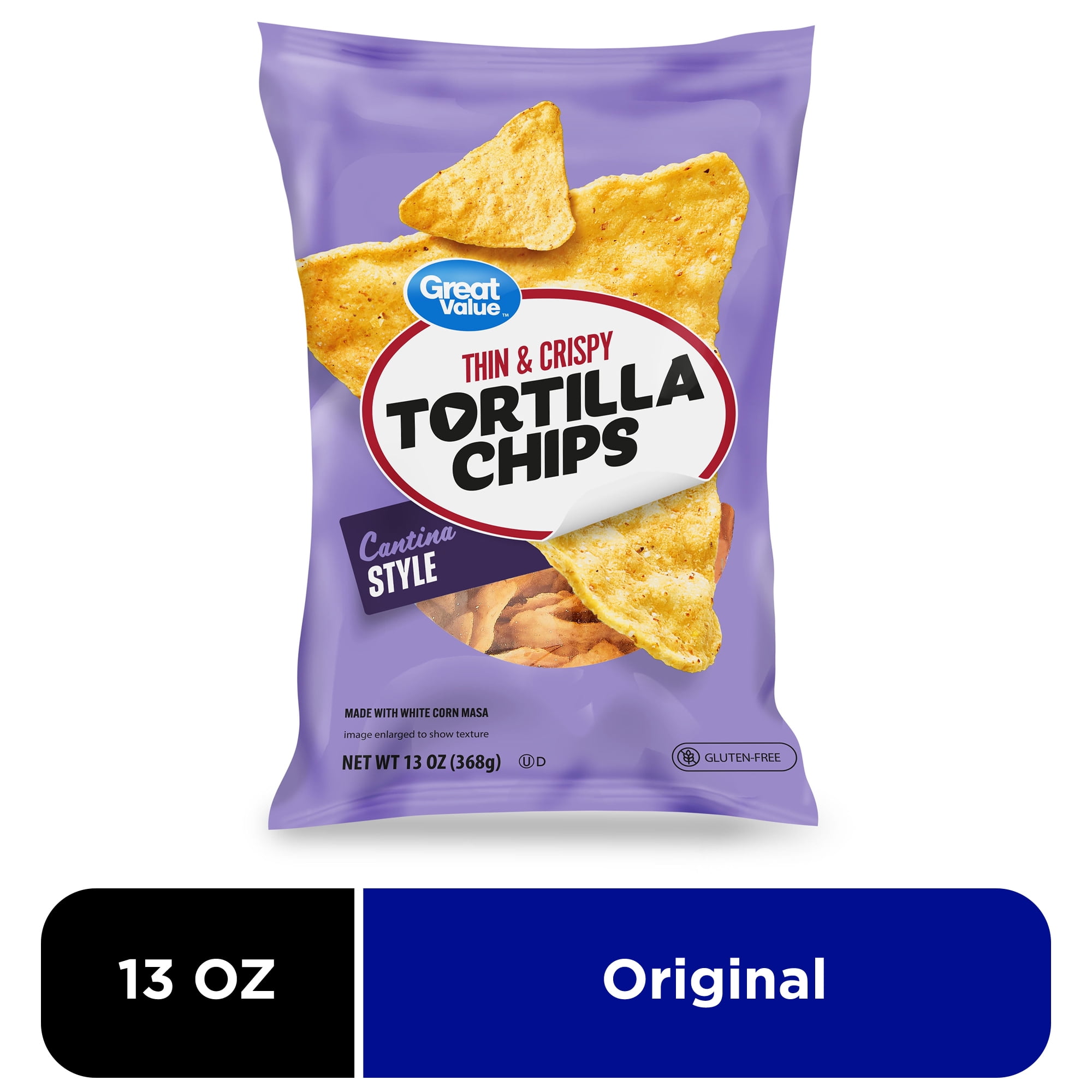 Great Value Thin Crispy Cantina Style Tortilla Chips, 13 oz Bag ...