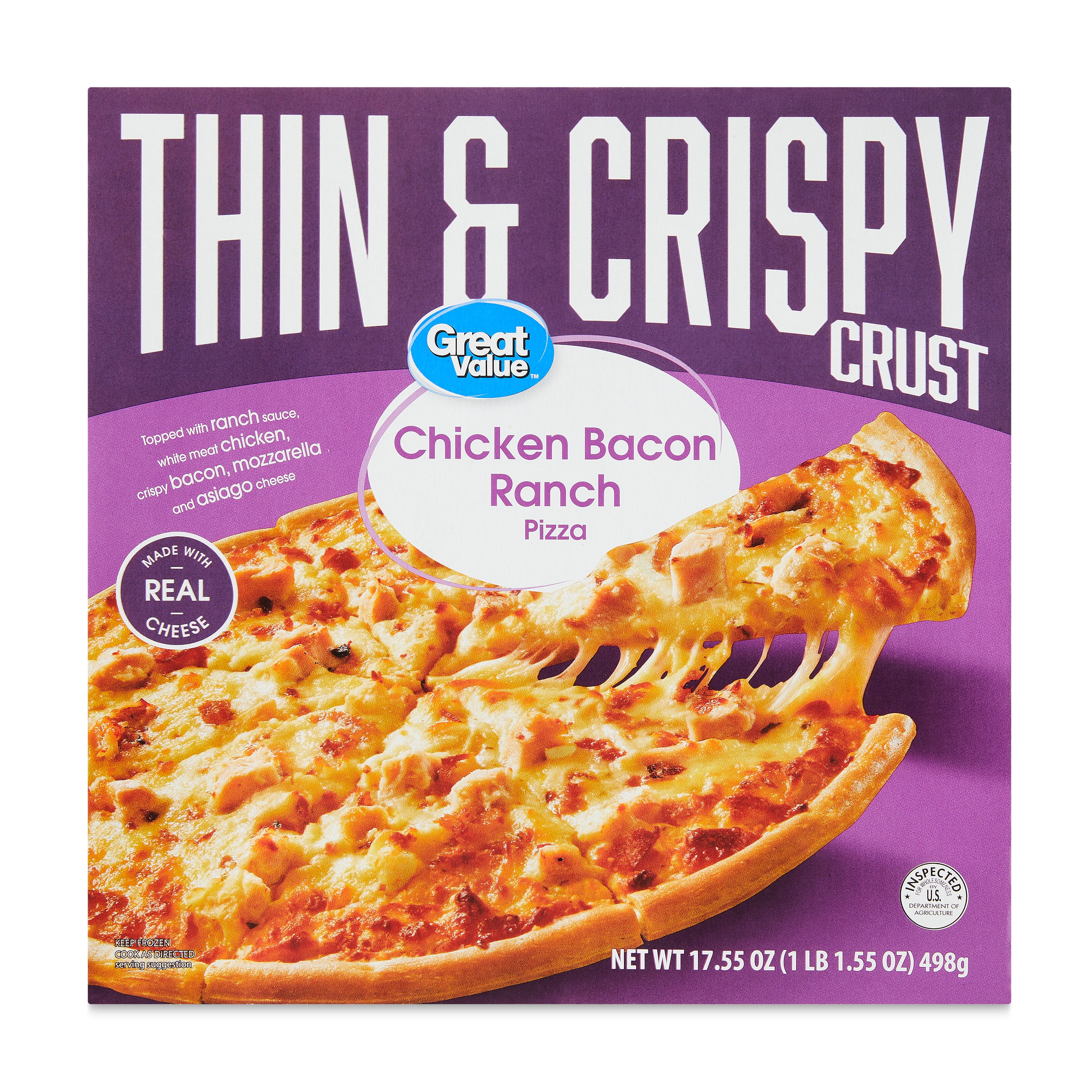 Great Value Thin Crust Chicken Bacon Ranch, 17.55 oz (Frozen) - Walmart.com