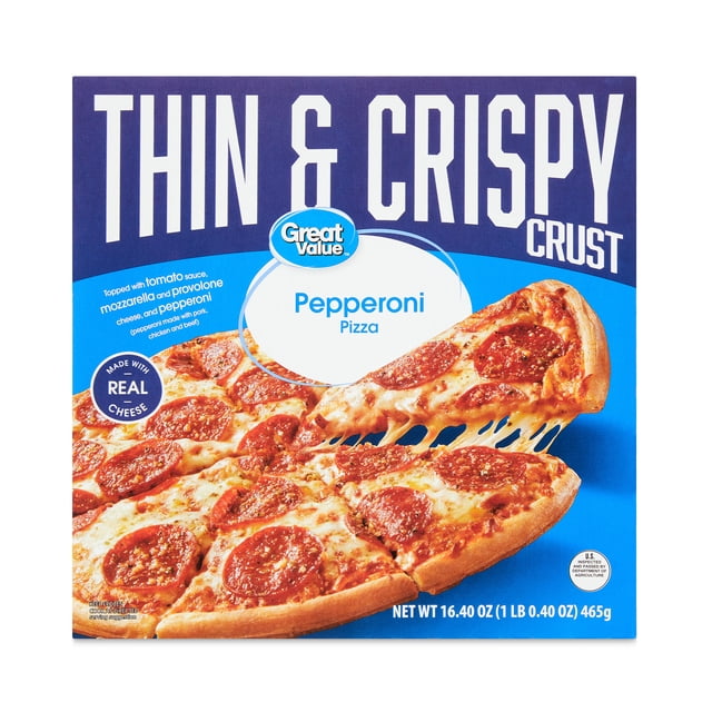 Great Value Thin Crust Pepperoni Frozen Pizza, 16.4 oz (Frozen ...