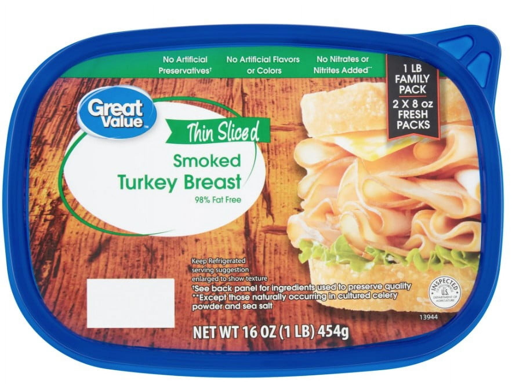 Great Value Smoked Turkey Breast Lunchmeat, 16 oz Plastic Tub - Walmart.com