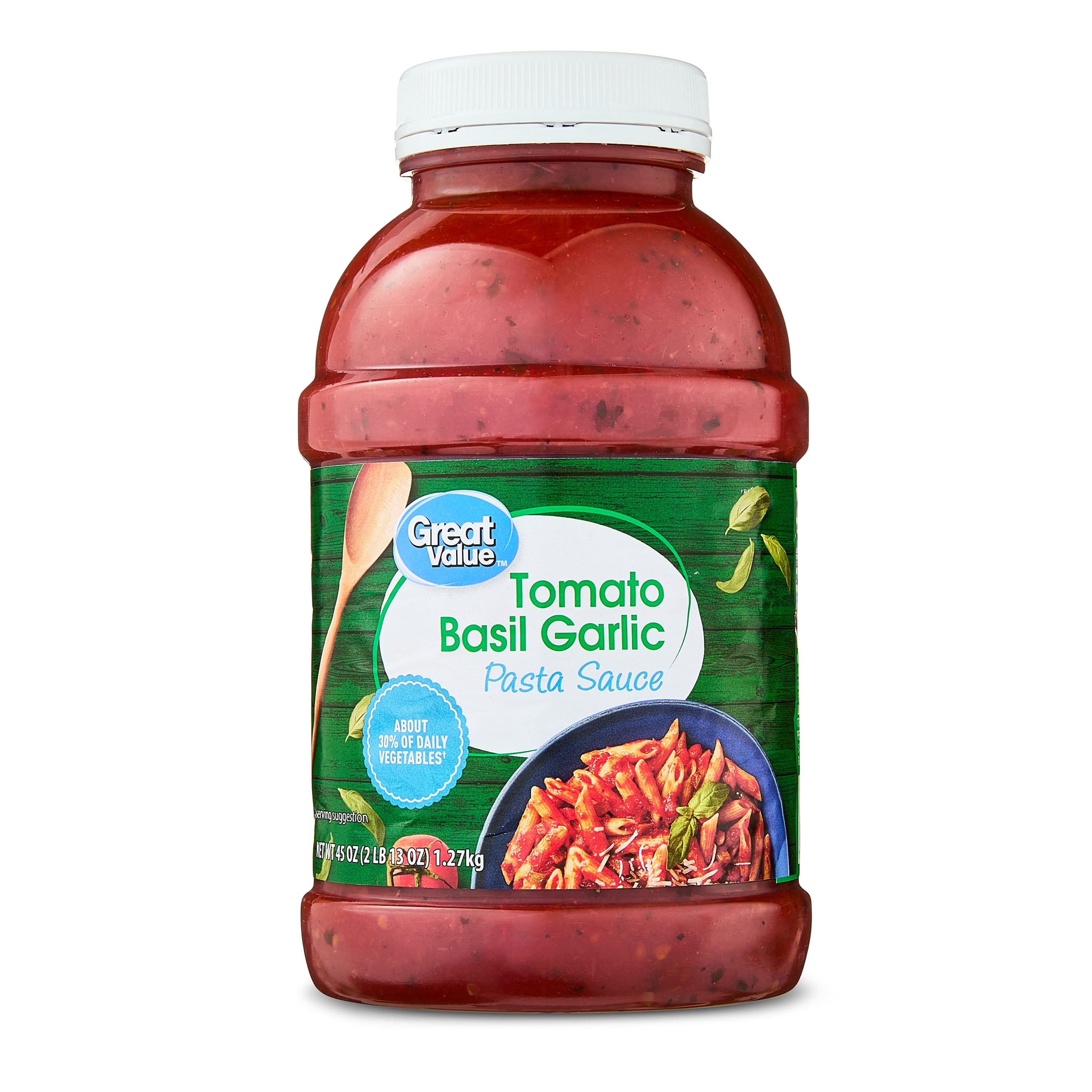 Great Value Tomato Basil Garlic Pasta Sauce 45 oz Jar with Vegetables ...