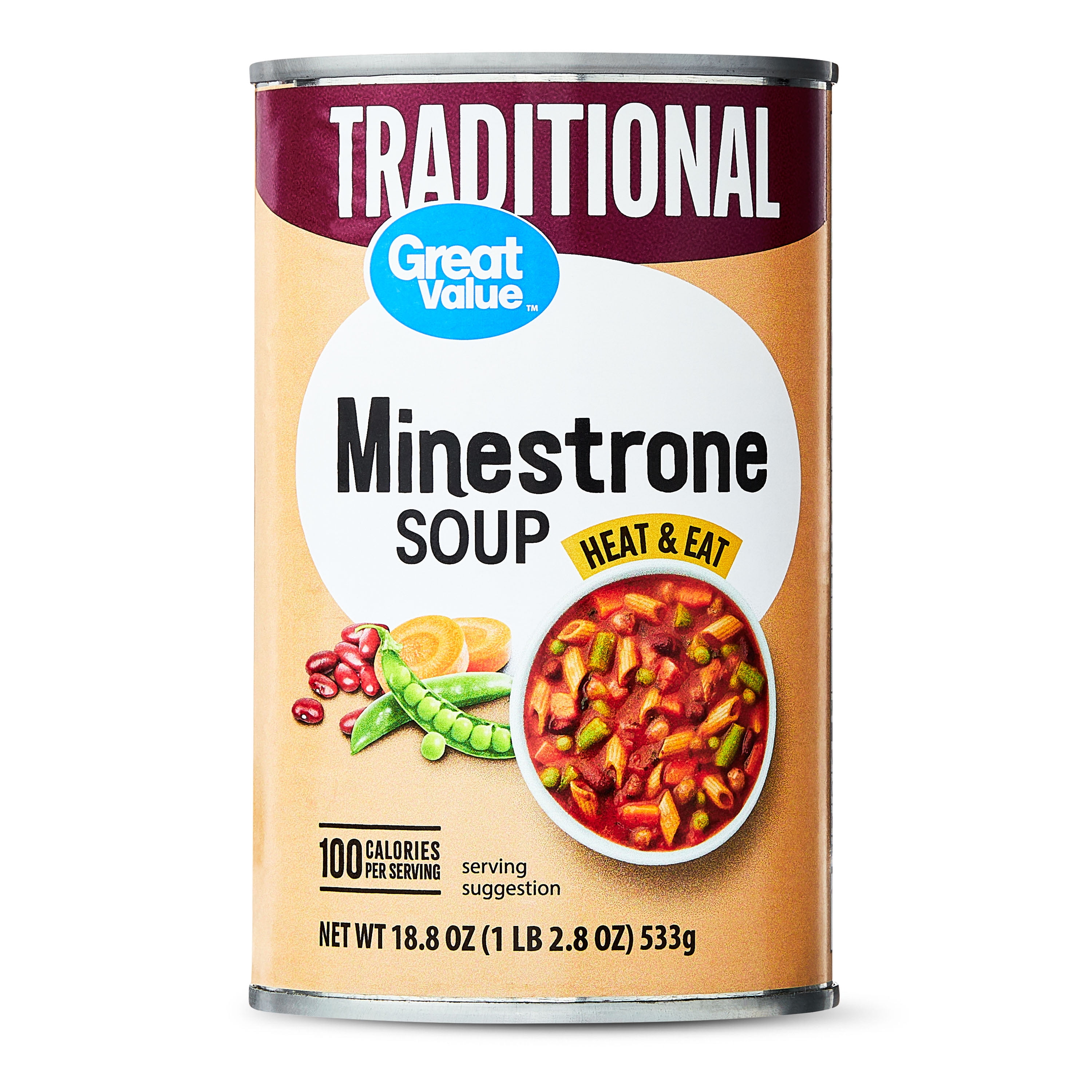 Great Value Traditional Minestrone Soup, 18.8 oz Can, Shelf Stable ...