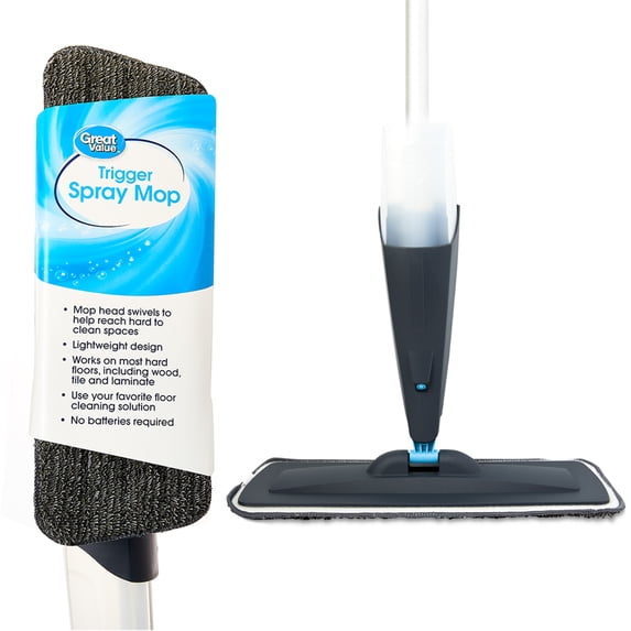 Great Value Trigger Spray Mop with 16.9 oz Refillable Tank, Swivel Head ...